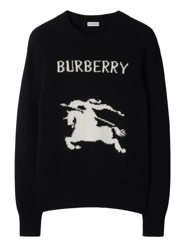Burberry Equestrian Knight Wool-cashmere Sweater - Black
