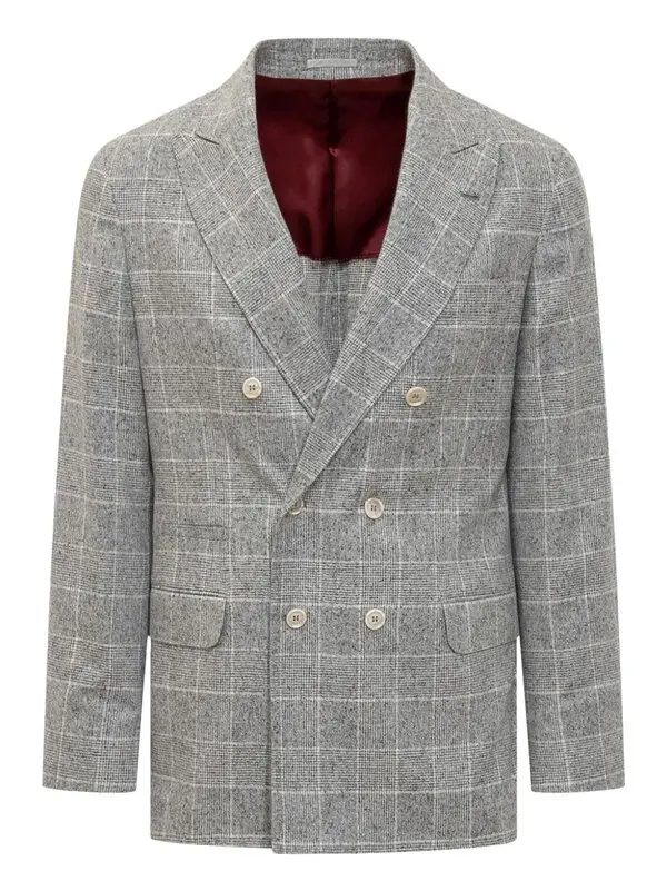 Brunello Cucinelli Checked Blazer - Grey