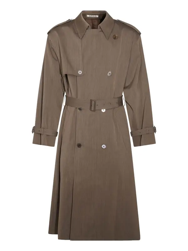 Auralee Wool Trench Coat - Brown