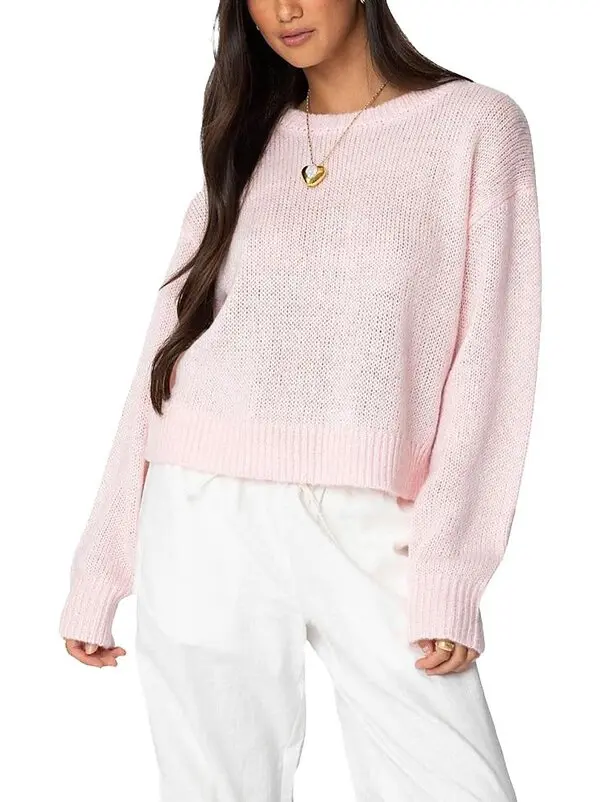 EDIKTED Kyrah Oversized Knit Sweater - Light Pink