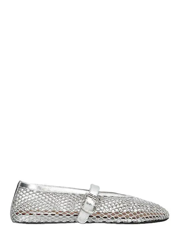 Alaïa Cut-out Mesh Ballerina Flats - Silver