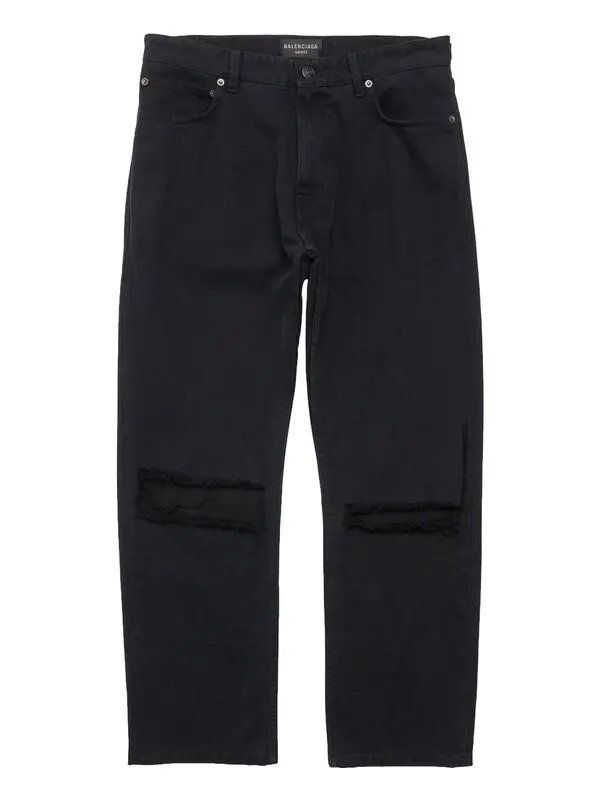Balenciaga Distressed Straight-leg Jeans - Black