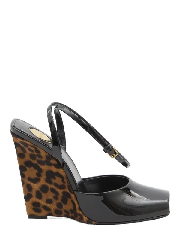Saint Laurent La Scandale Wedge Sandals - Black