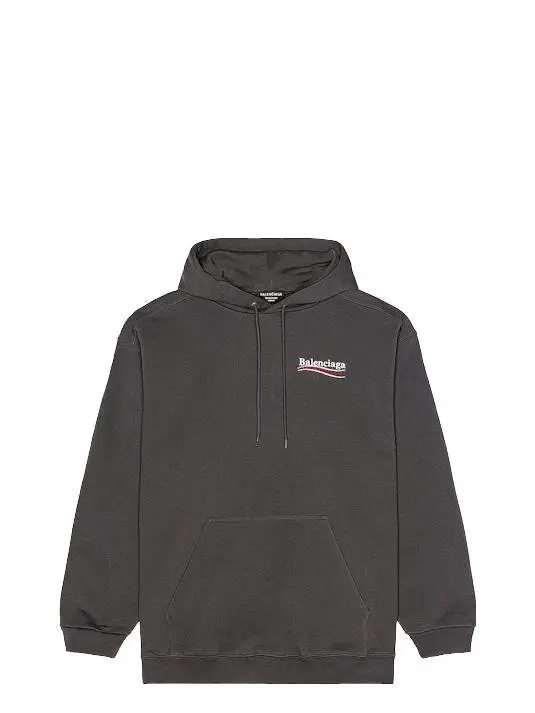 Balenciaga Political Campaign Medium Fit Hoodie - Dark Grey/white