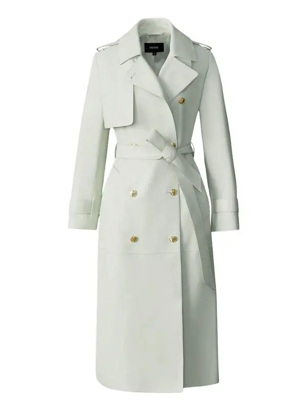 Mackage Gael-v Leather Trench Coat - Cream-gold