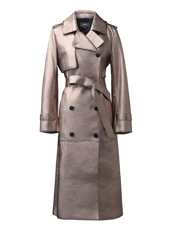 Mackage Gael-v Leather Trench Coat - Quartz