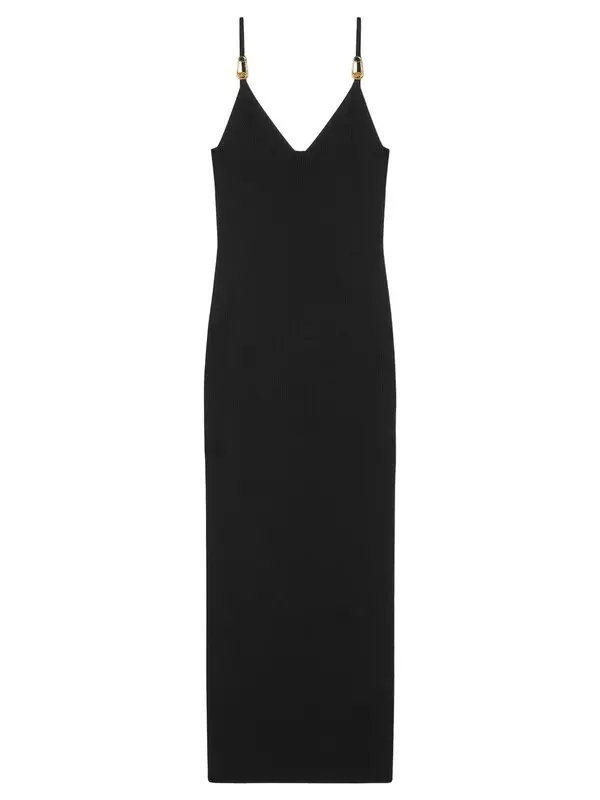 Versace Ribbed Knit Midi Dress - Black