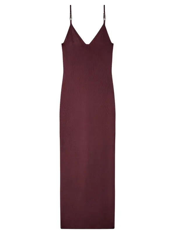 Versace Ribbed Knit Midi Dress - Burgundy