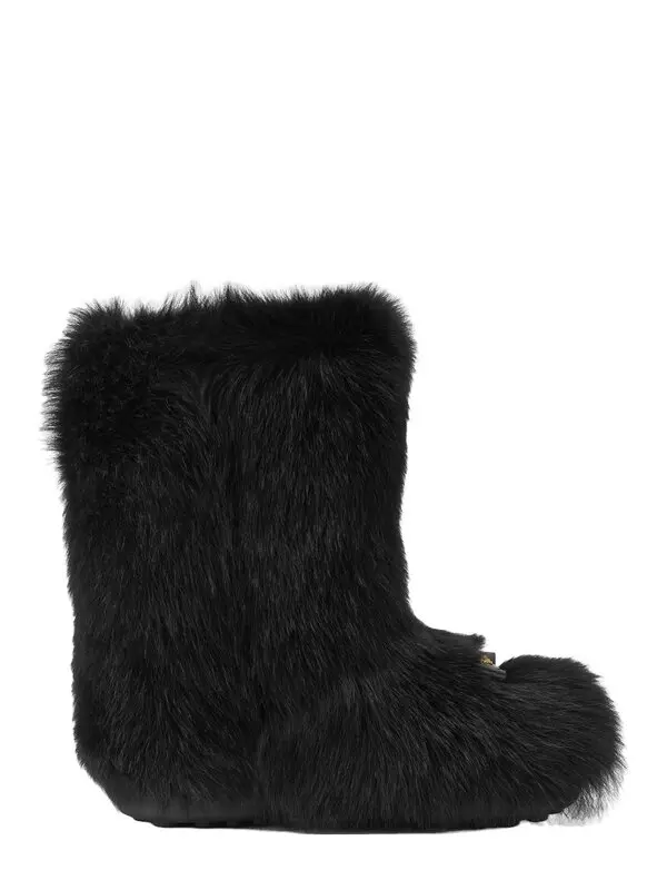 Versace Ribbon Shearling Boots - Black+gold