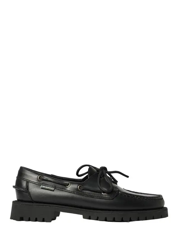 SEBAGO Ranger Boat Shoes In Waxed Leather With Notched Sole - Black