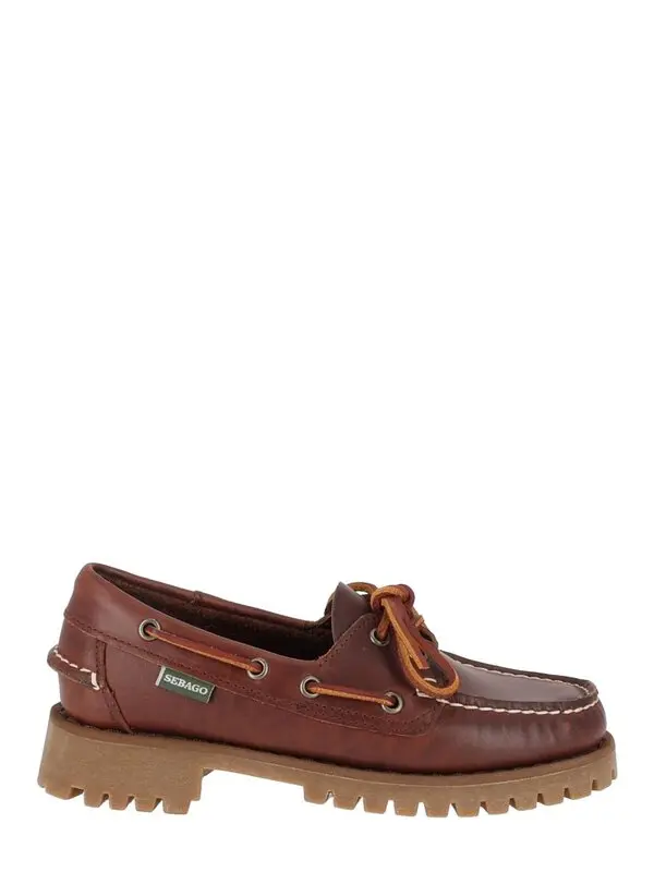 SEBAGO Ranger Boat Shoes In Waxed Leather With Notched Sole - Brown