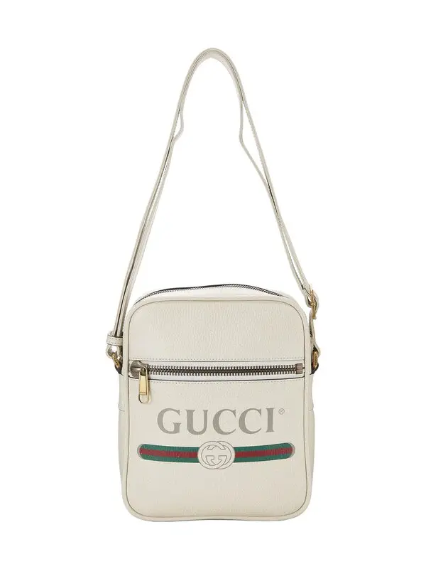 Gucci Leather Vertical Camera Bag - White