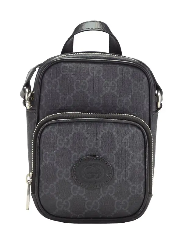 Gucci Gg Supreme Canvas Interlocking Gg Crossbody - Black