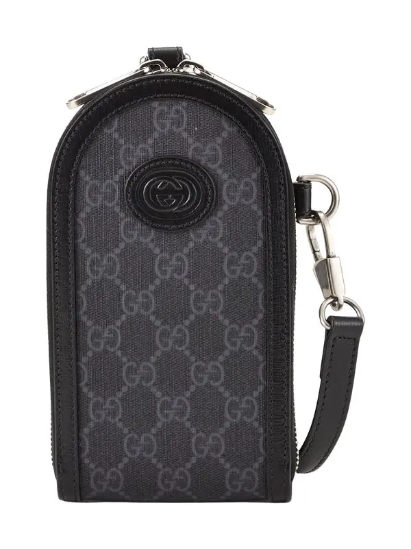 Gucci Gg Supreme Canvas Interlocking Gg Crossbody - Black