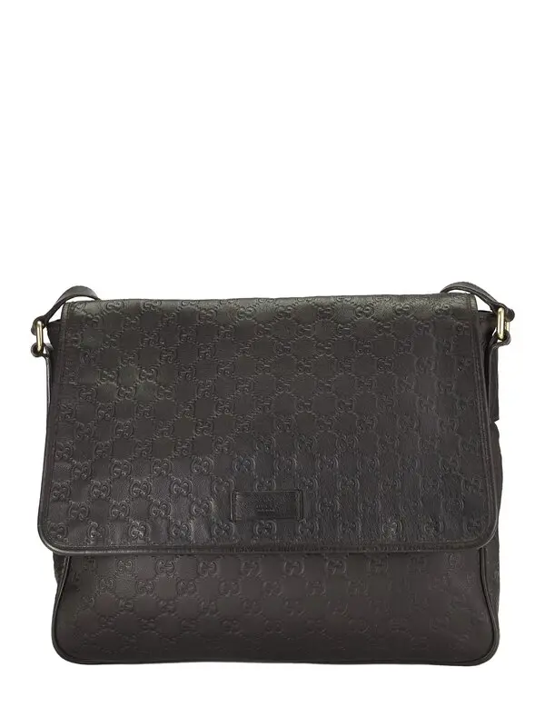Gucci Guccissima Leather Flap Messenger - Brown