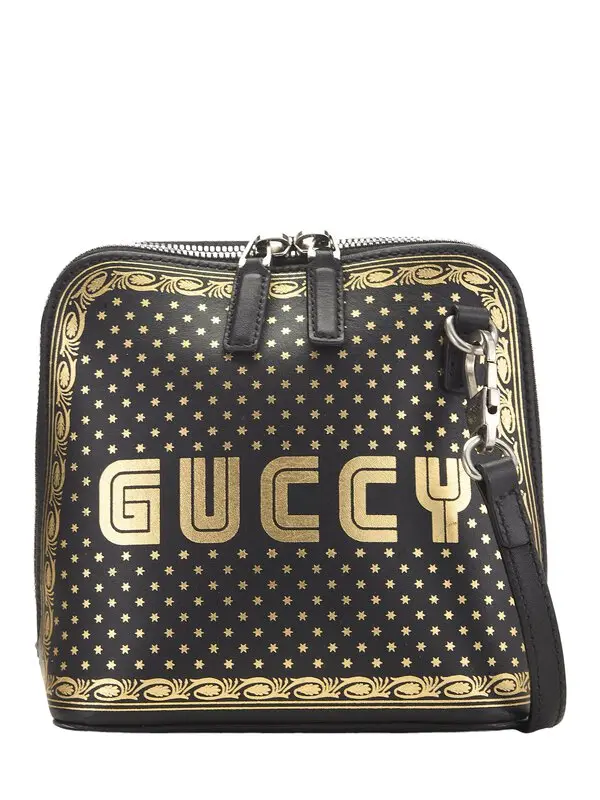 Gucci Leather Guccy Moon & Stars Dome Crossbody - Black
