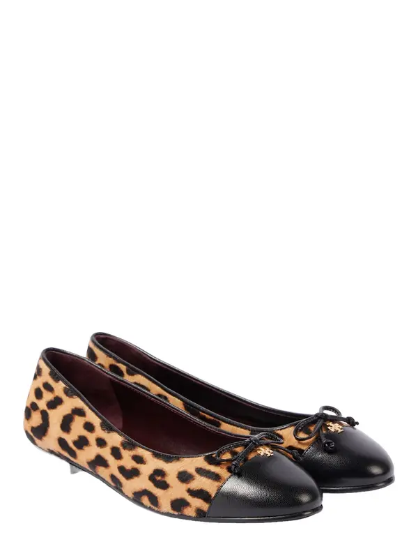 Tory Burch Leopard-print Calf Hair And Leather Ballet Flats - Multicoloured