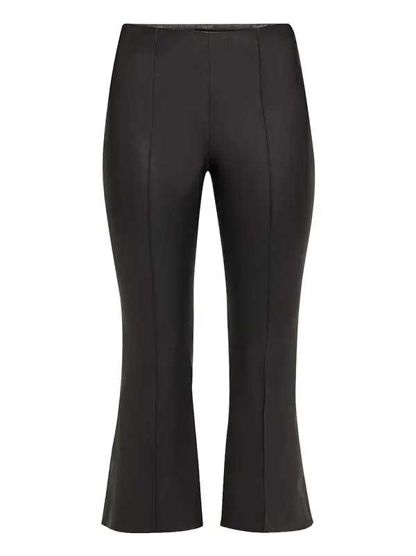 Vince Cropped Flare Leather Pants - Black
