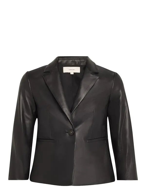 Vince Shrunken Leather Blazer - Black