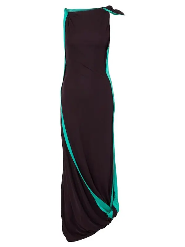 Victoria Beckham Asymmetrical Draped Midi Dress - Brown