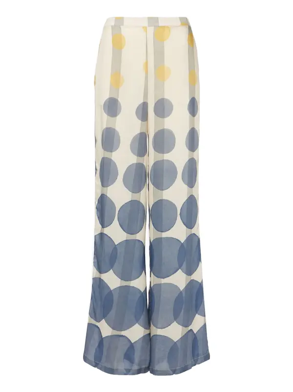 ADRIANA DEGREAS Polka-dot Wide-leg Pants - Beige