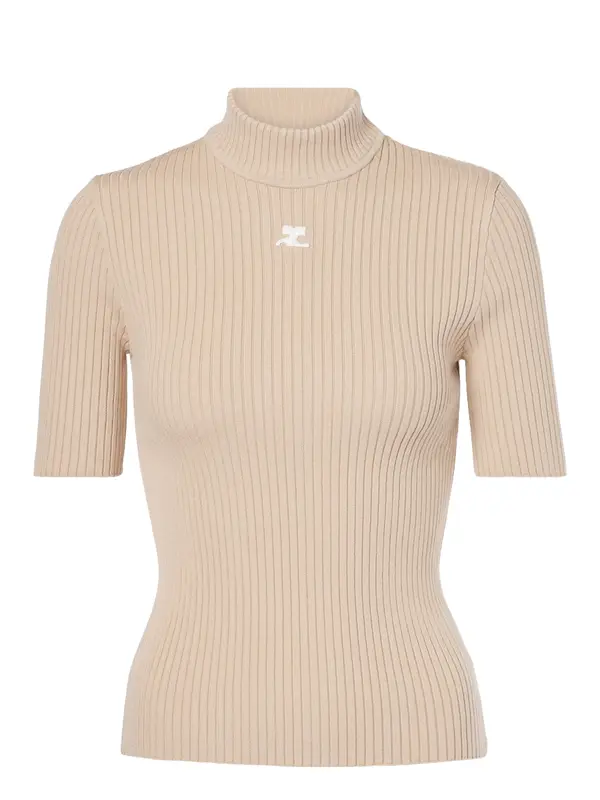 COURREGES Courrèges Reedition Ribbed-knit Top - Brown