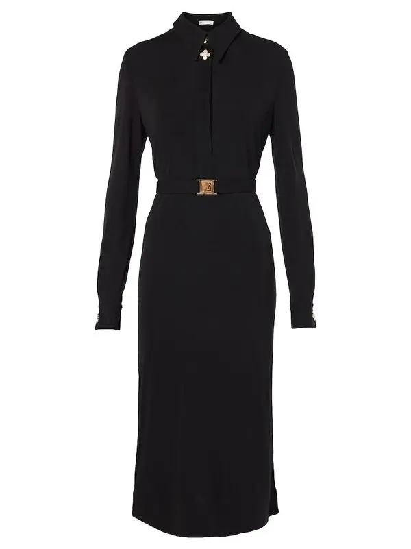 Tory Burch Belted Jersey Shirt Dress - Black