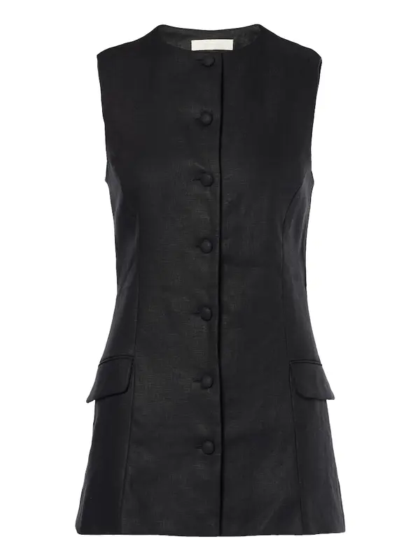 Faithfull The Brand Jane Linen Vest - Black
