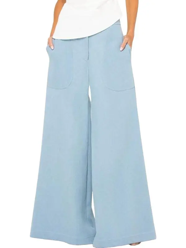JBQ Oslo Chambray Wide-leg Pants - Sky