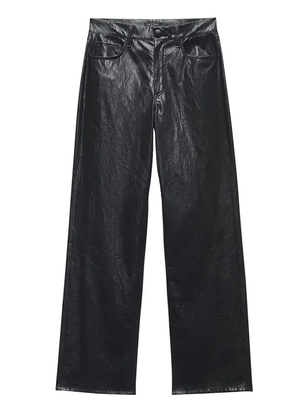Rag & Bone Shea Straight Faux Leather Trousers - Black