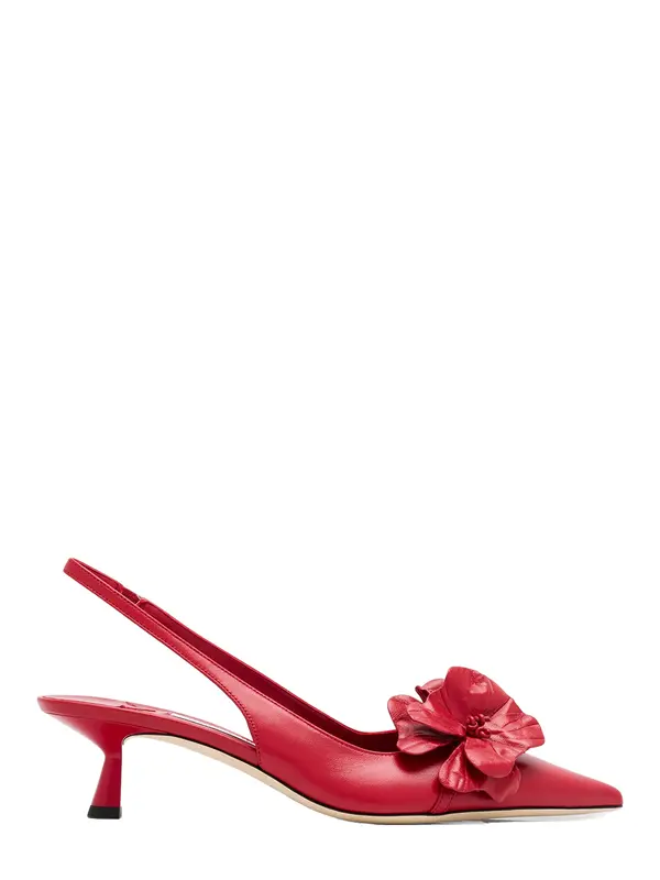 JIMMY CHOO Amita Leather Slingback Pumps - Ruby Red