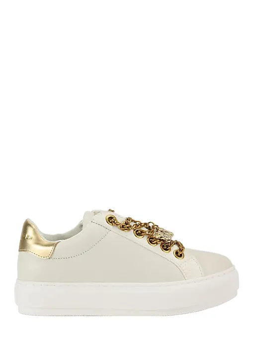 Kurt Geiger Laney Charm Chain-lace Leather Low-top Trainers - White/comb