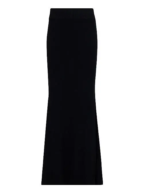 LEEM High-rise Flared-hem Midi Skirt - Black
