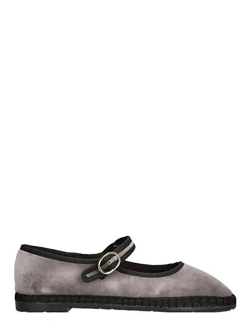 FLABELUS Brida Cotton-velvet Ballet Flats - Grey/p.cmb
