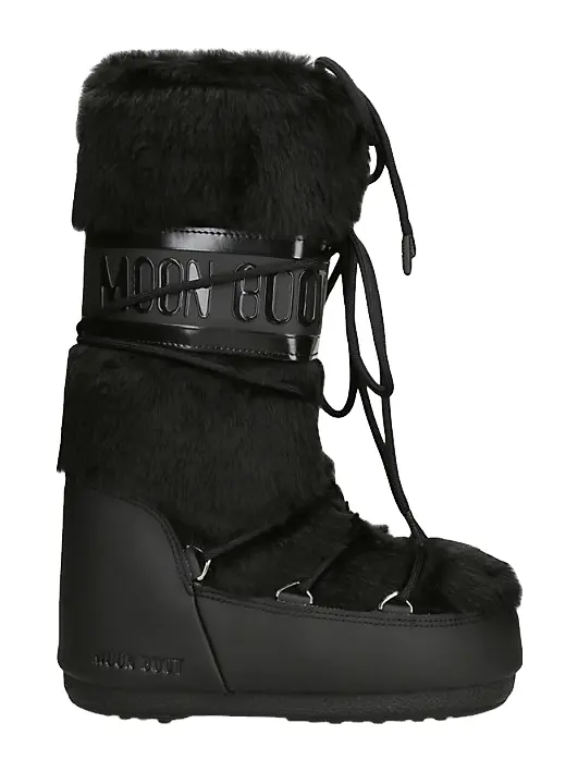 Moon Boot Icon Lace-front Faux-fur Snow Boots - Black