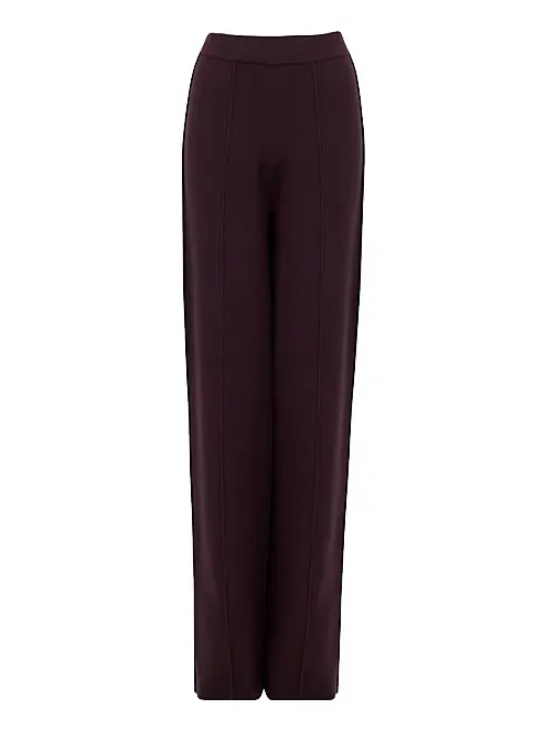 LEEM Pintuck-detail Wide-leg Mid-rise Knitted Trousers - Purple