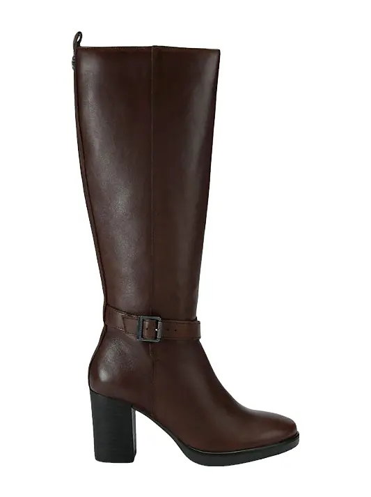 Carvela Buckle-embellished Heeled Leather Knee-high Boots - Dark Brown