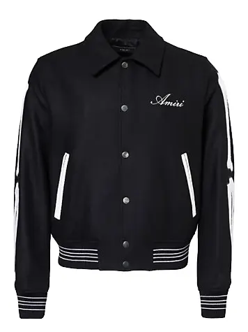 Amiri Bones Spread-collar Wool-blend Jacket - Black White