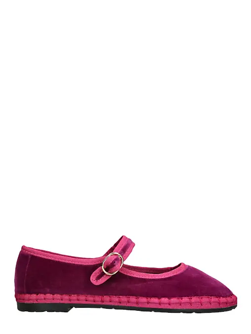 FLABELUS Nomi Single-strap Cotton Mary Jane Flats - Fuchsia
