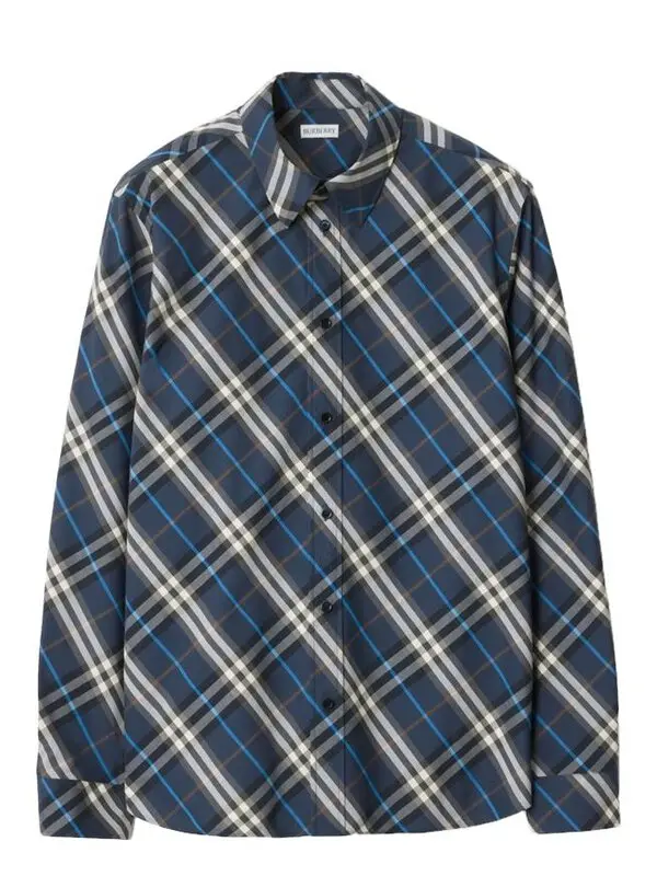 Burberry Relaxed Fit Check Cotton Shirt - Pilot Blue