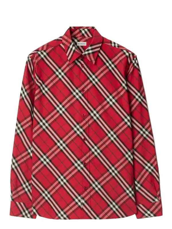 Burberry Relaxed Fit Check Cotton Shirt - Post Red