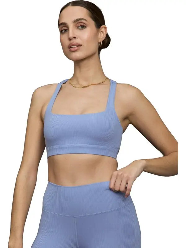 Carbon38 Racerback Bra In Ribbed Melt - Hydrangea