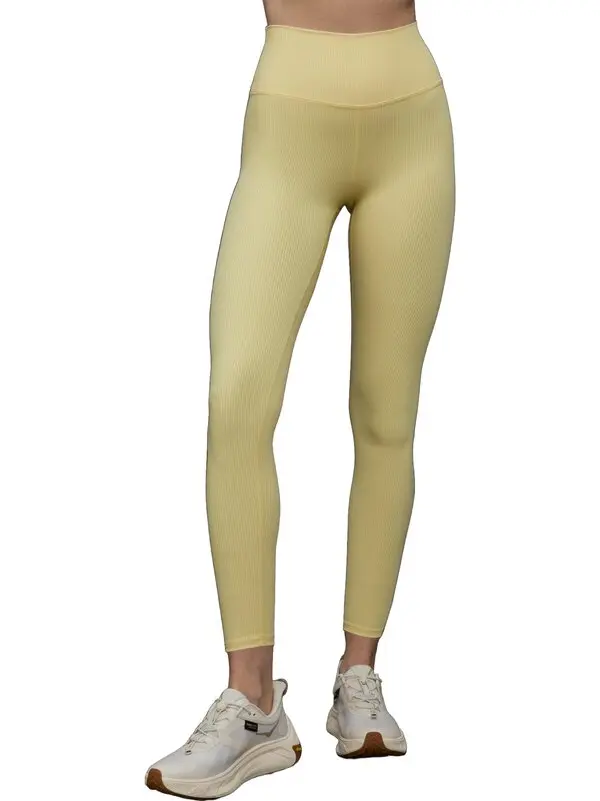 Carbon38 High Rise Legging In Ribbed Melt - Banana