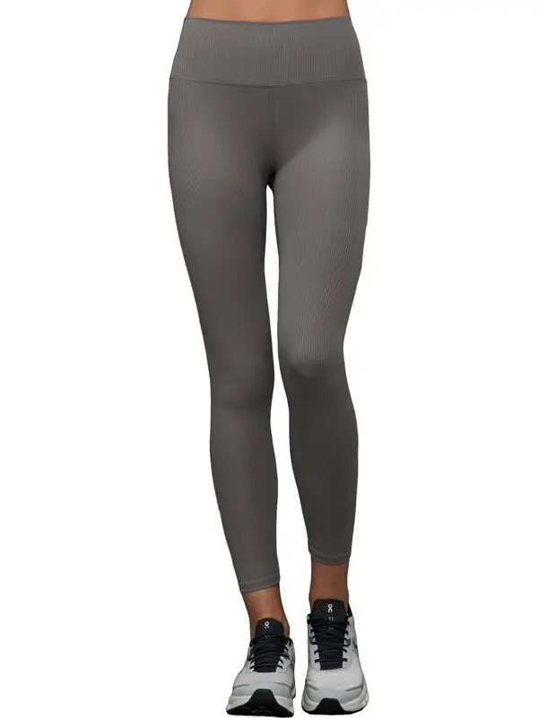 Carbon38 High Rise Legging In Ribbed Melt - Steel Grey
