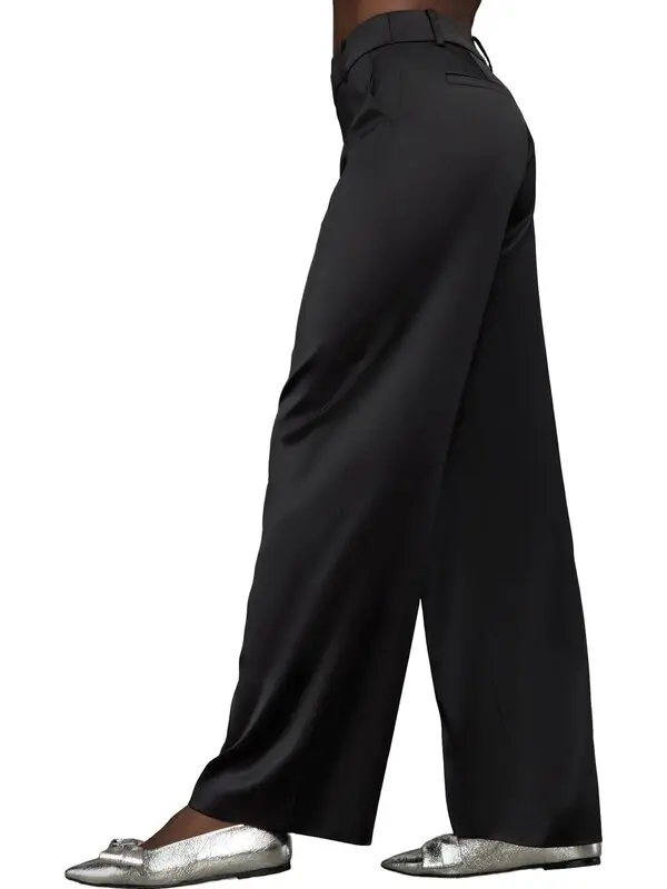 Carbon38 Satin Straight Leg Pant - Black