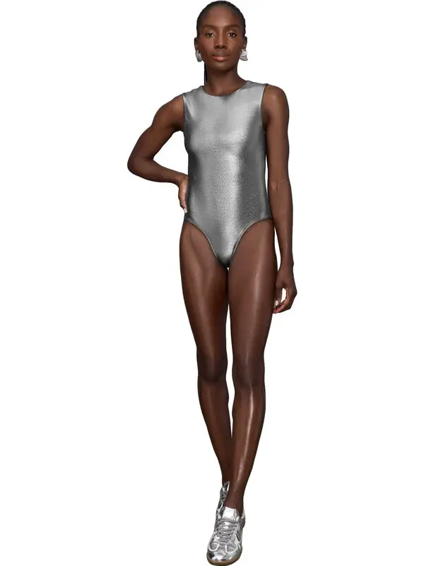 Carbon38 Liquid Metallic Bodysuit - Metallic Silver