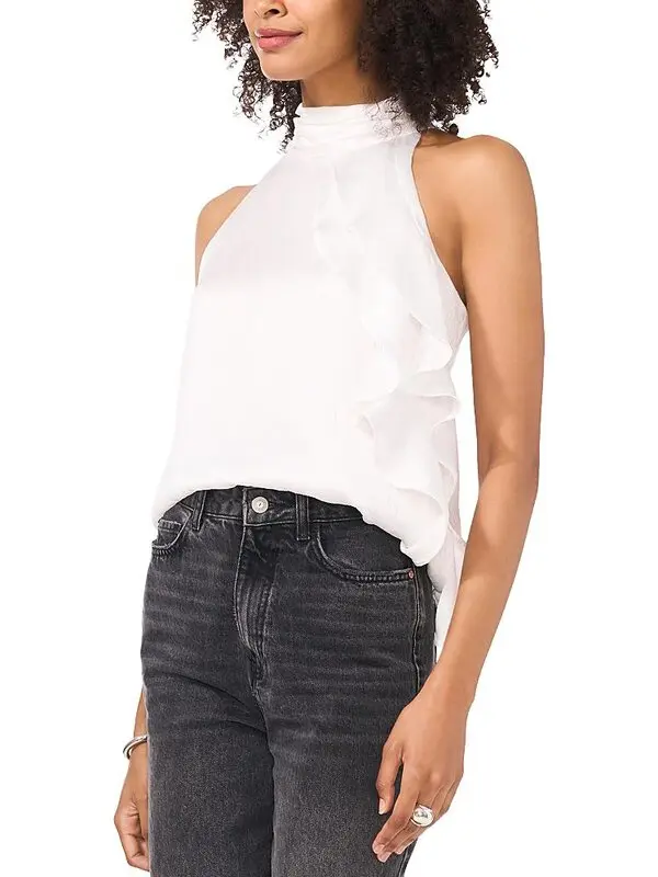 Vince Camuto Shirred Satin Tank - New Ivory
