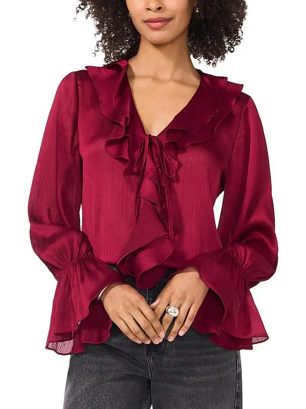Vince Camuto Ruffled Top - Deep Sangria