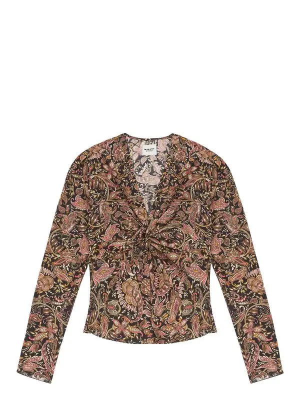 MARANT ETOILE Zekia Printed Top - Black/ochre
