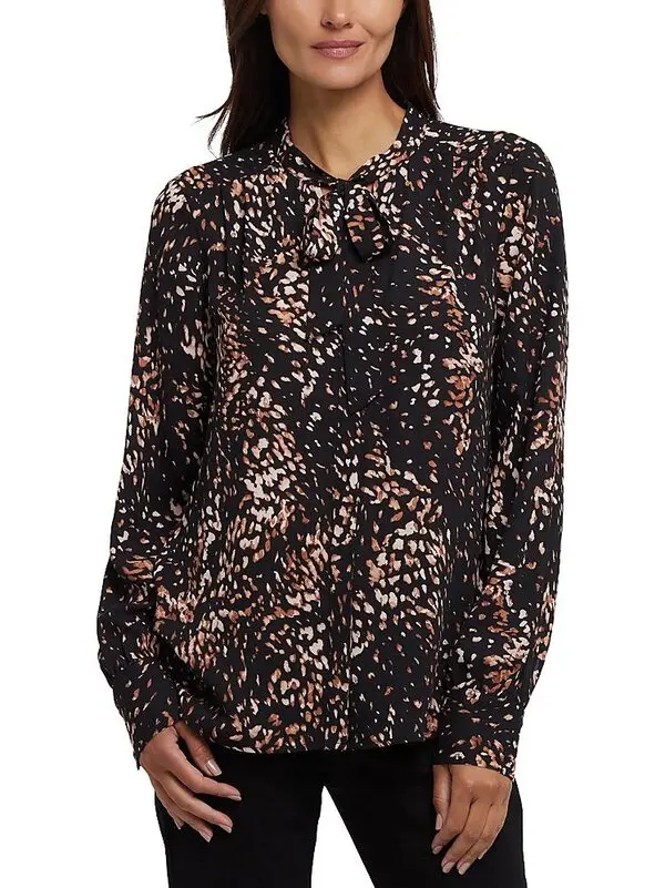NYDJ Printed Tie Neck Blouse - Le Montclair